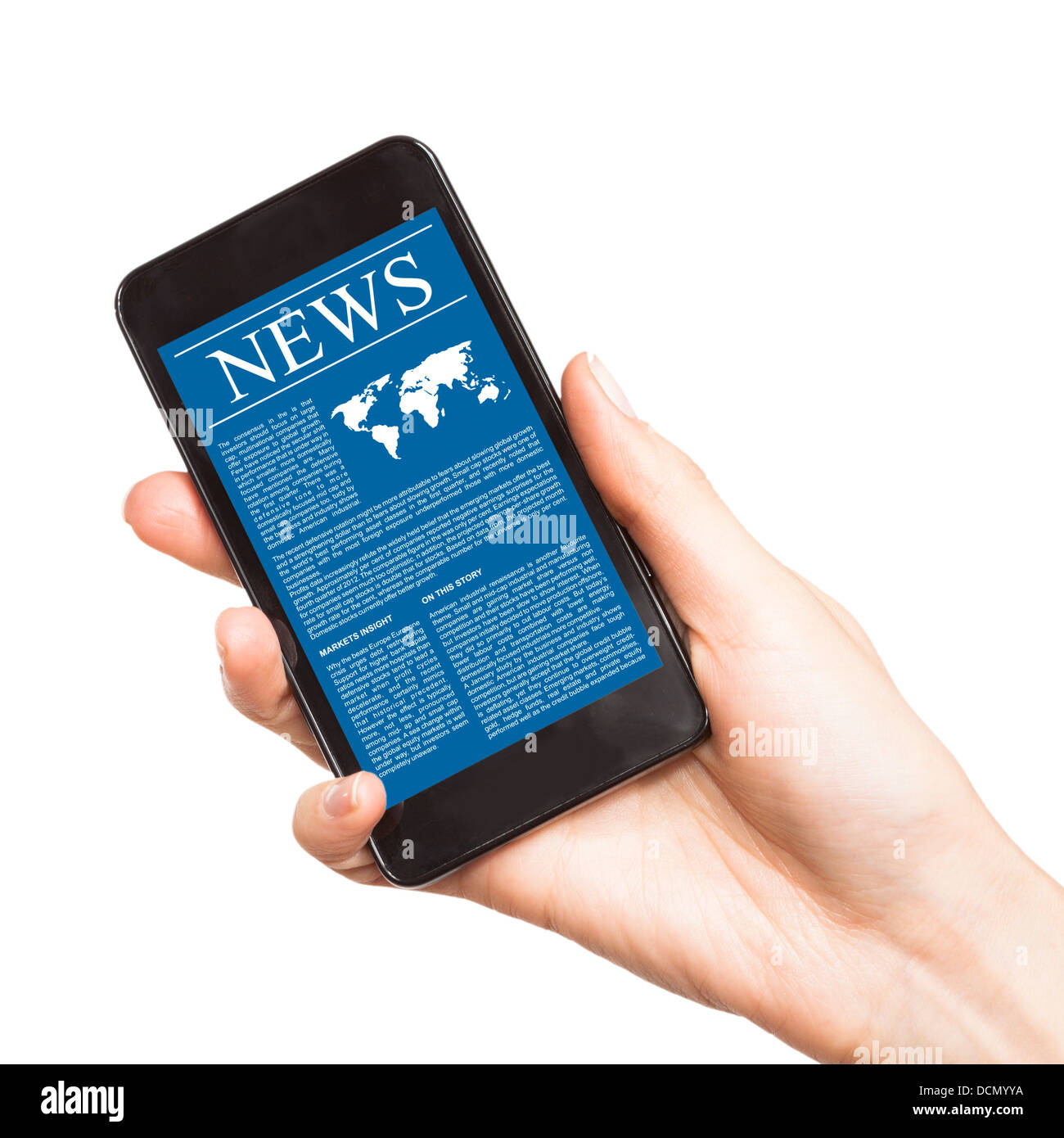 News on mobile phone, smart phone. Isolated on white Stock Photo - Alamy