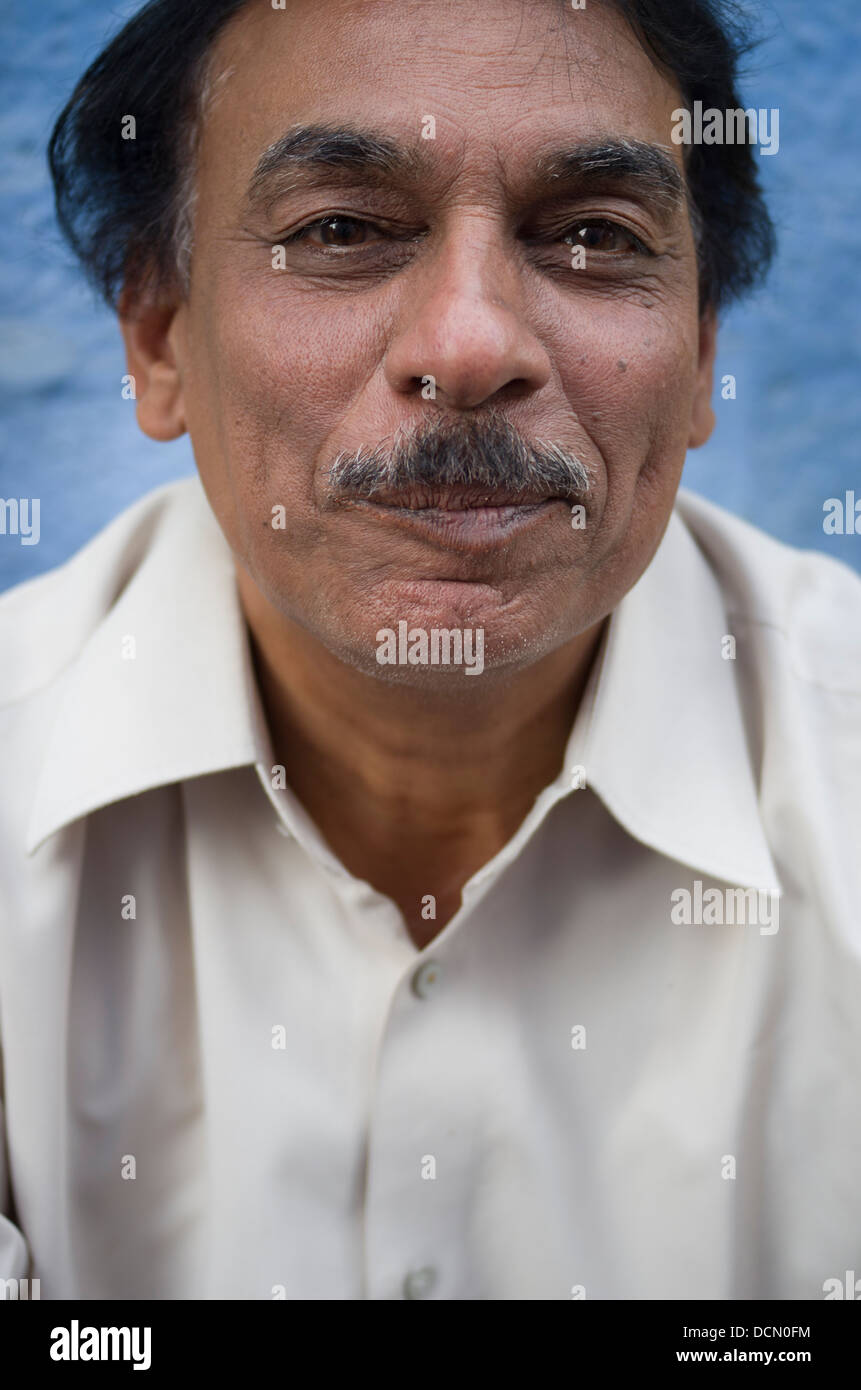 Indian man with fantastic mustache and turban at Meherangarh Fort ...