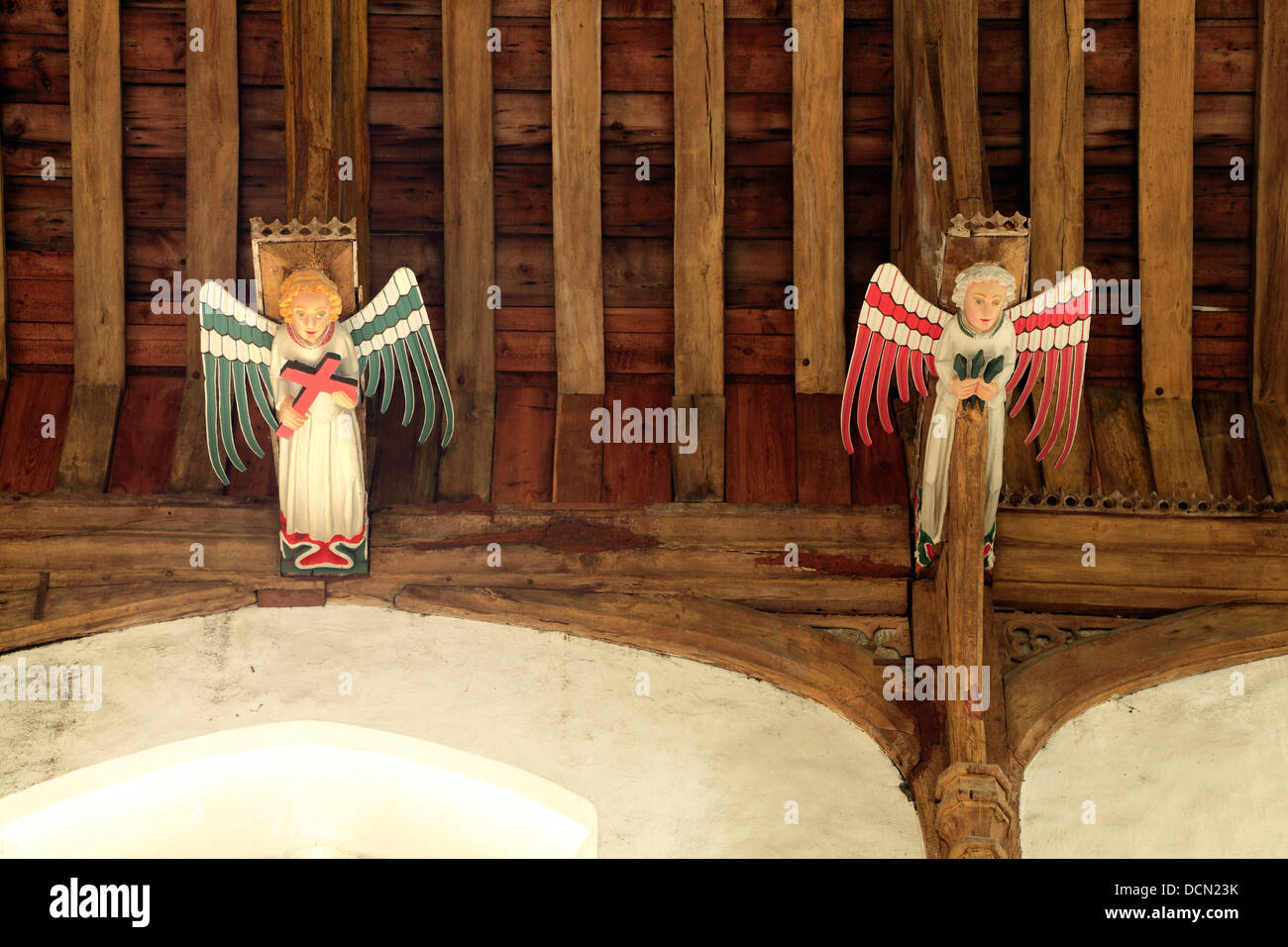 South Creake church, medieval hammerbeam roof, angels angel, Norfolk ...