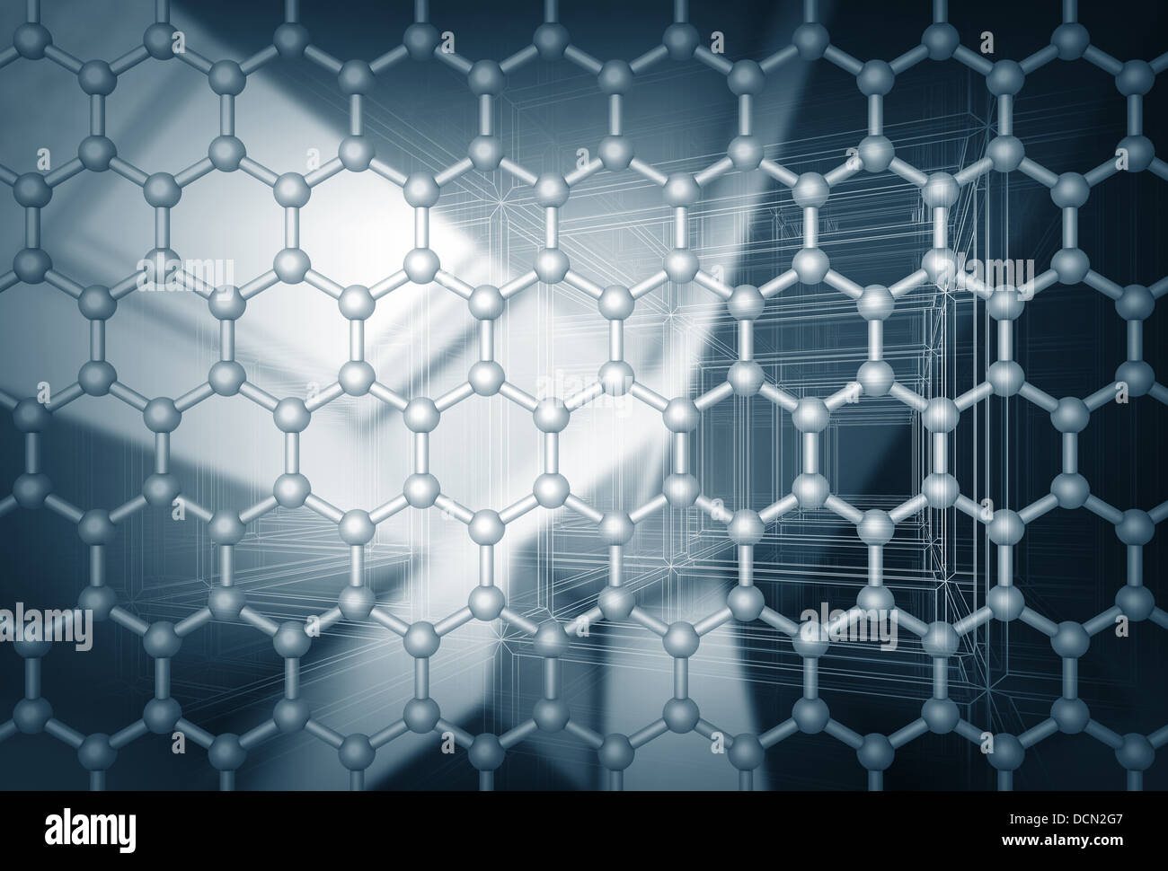Graphene layer structure model. 3d render illustration with blurred ...