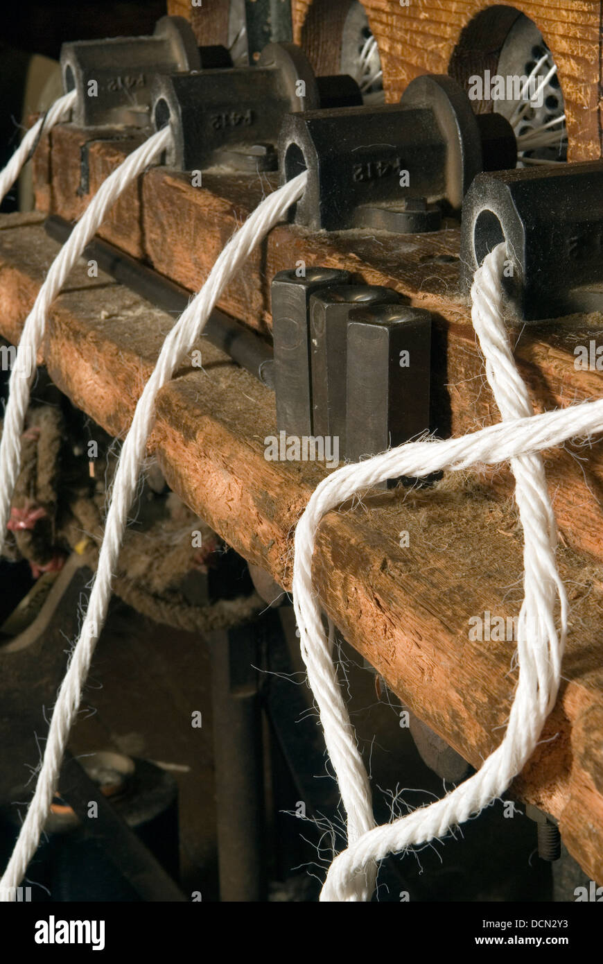 Rope at The Historic Dockyard Chatham Kent. Detail of different ropes ...