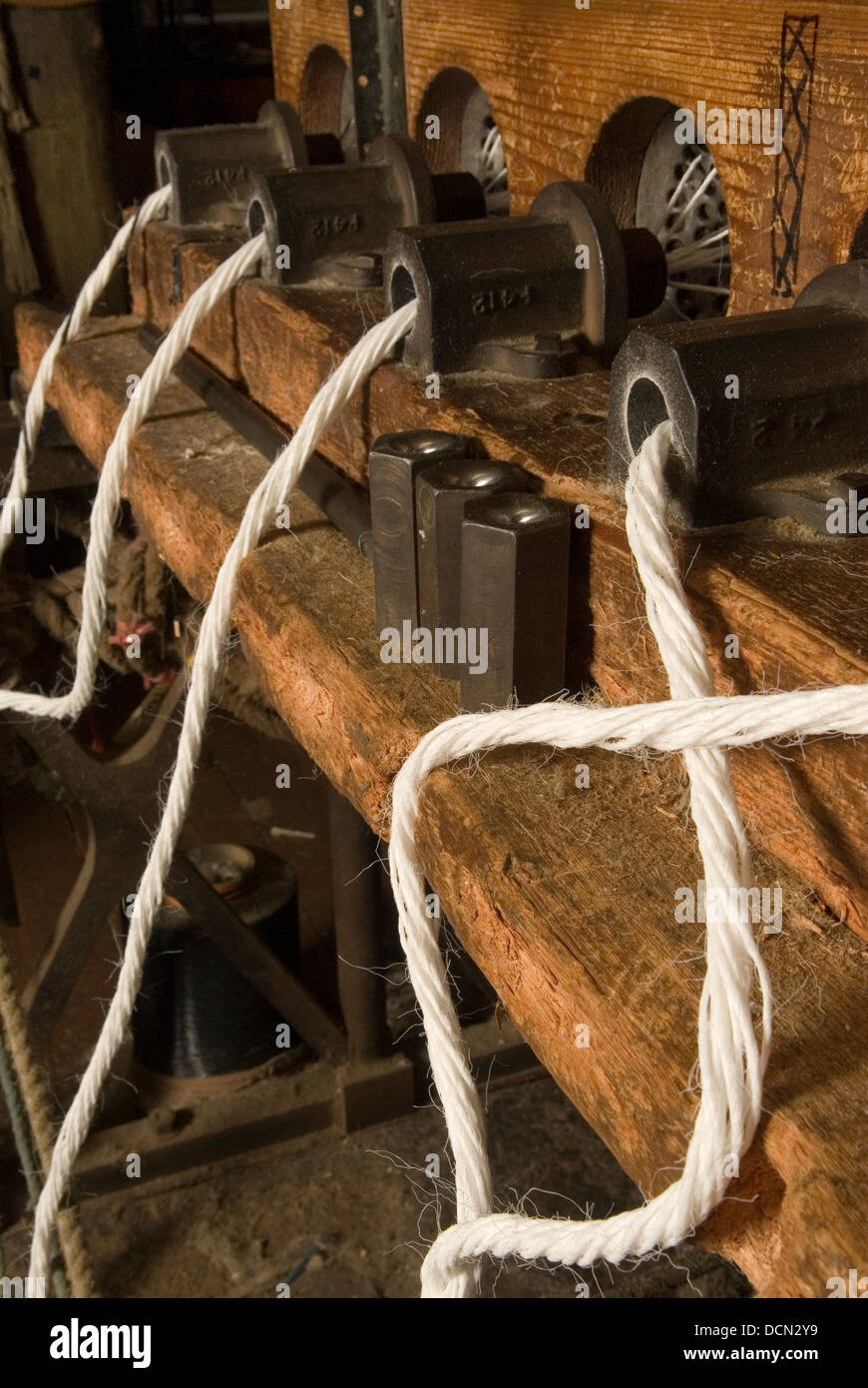 Rope at The Historic Dockyard Chatham Kent. Detail of different ropes ...