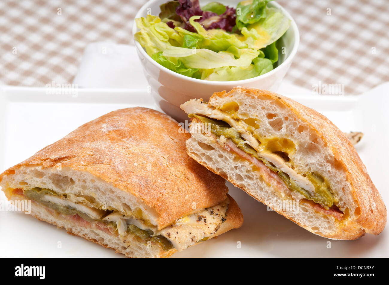 Italian ciabatta panini sandwich chicken Stock Photo - Alamy
