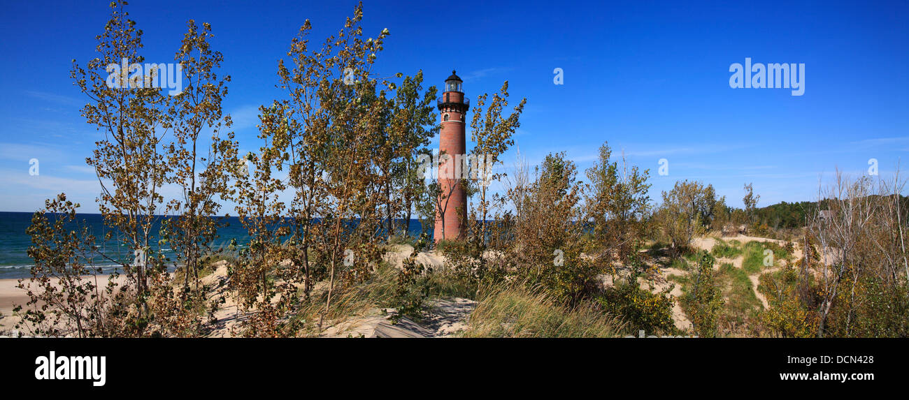 A Panoramic View Of The Little Sable Point Lighthouse On Lake Michigan ...