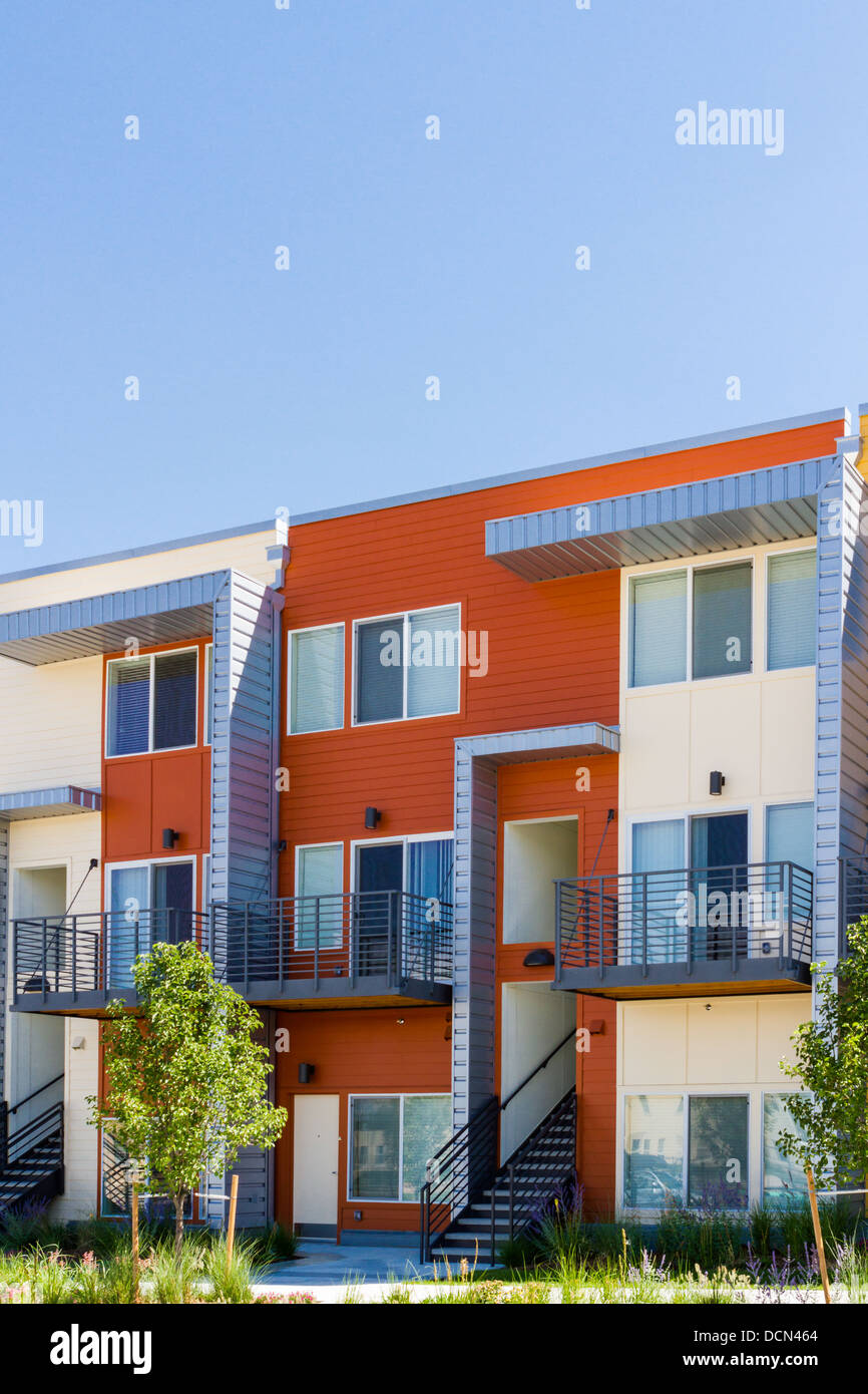 Modern arapartment complex painted in bright colors Stock Photo - Alamy