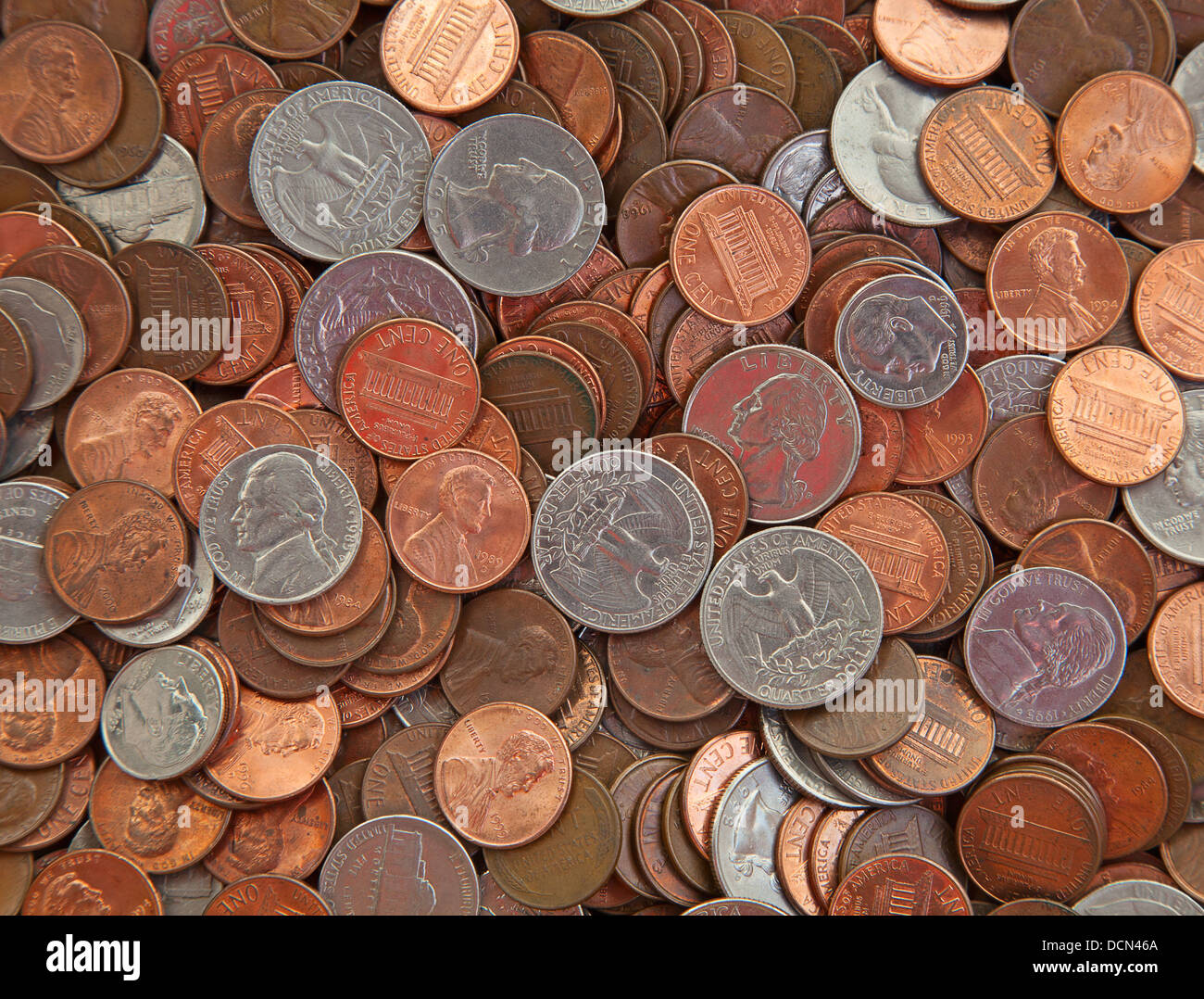 Pile of the US coins Stock Photo - Alamy