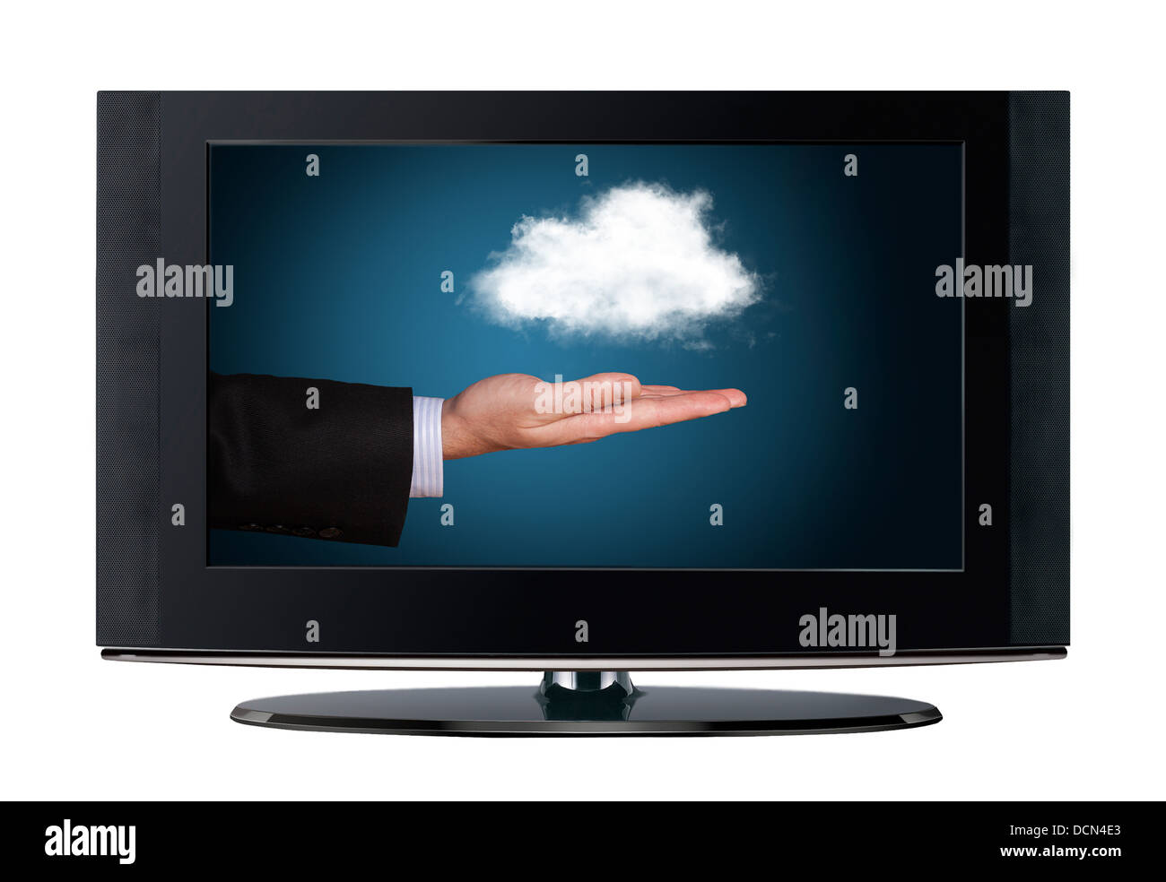 Television cloud computing isolated on white background Stock Photo - Alamy