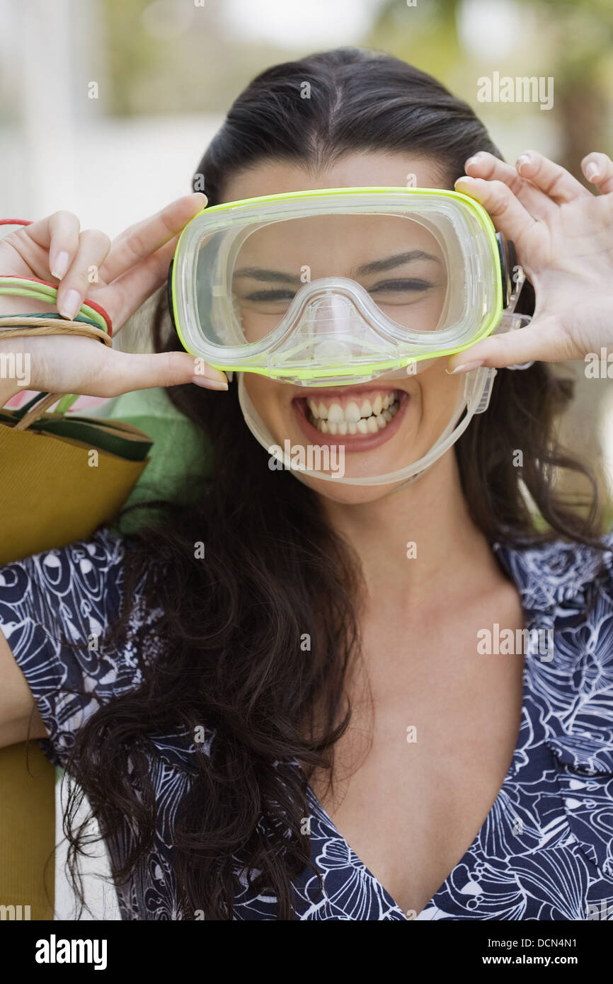 Woman wearing scuba mask Stock Photo - Alamy