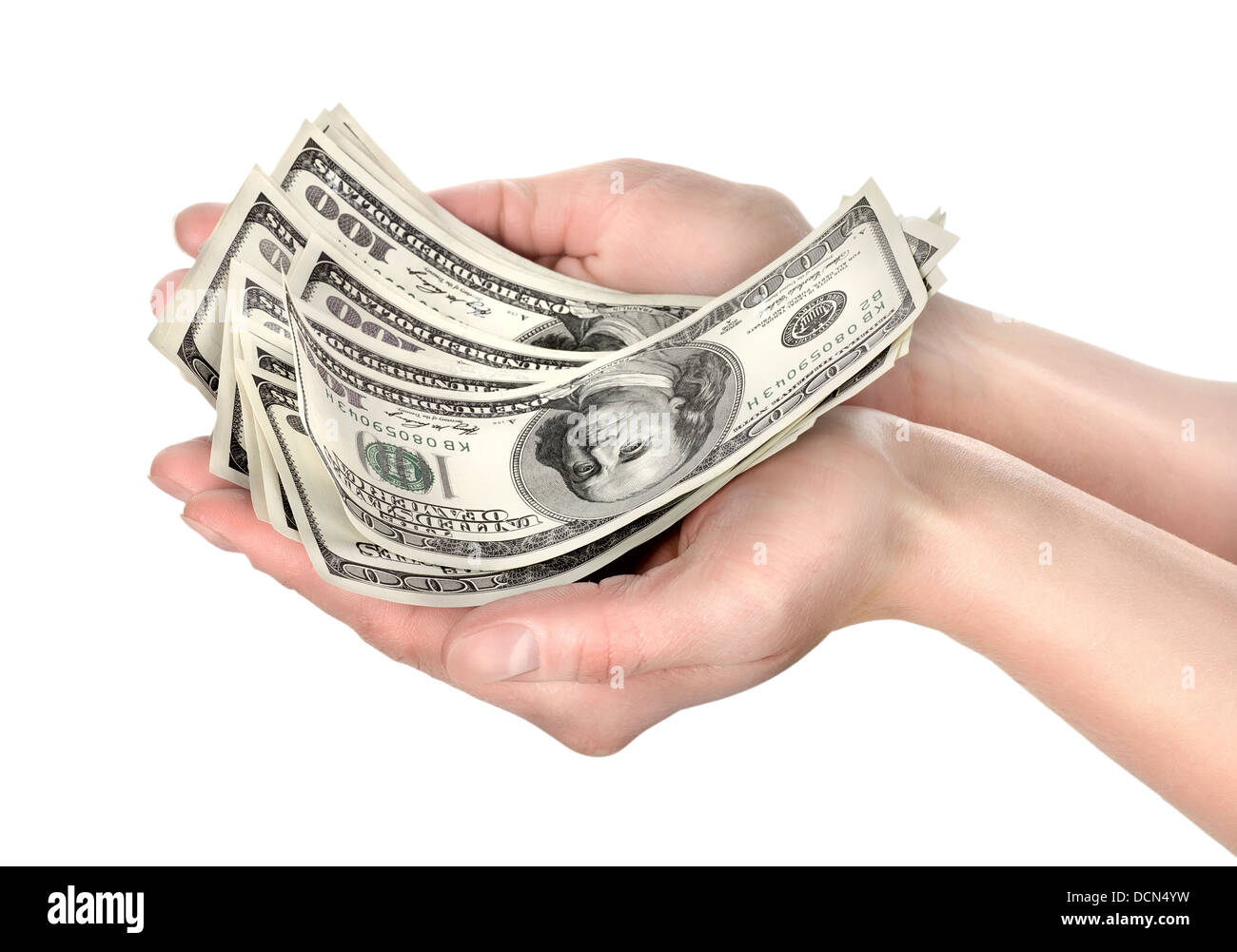 Hand holds hundreds dollars hi-res stock photography and images - Alamy