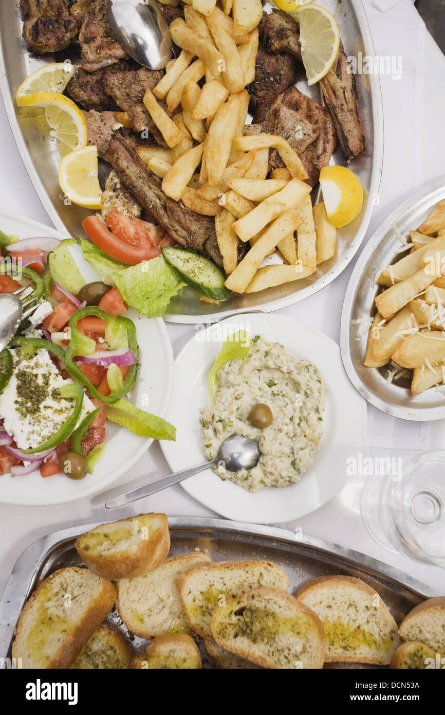 Table of Greek food Stock Photo - Alamy