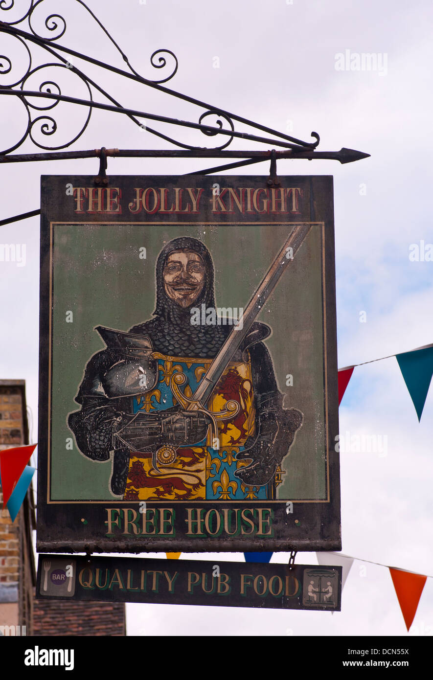 The Jolly Knight Free House Pub Sign UK Stock Photo - Alamy