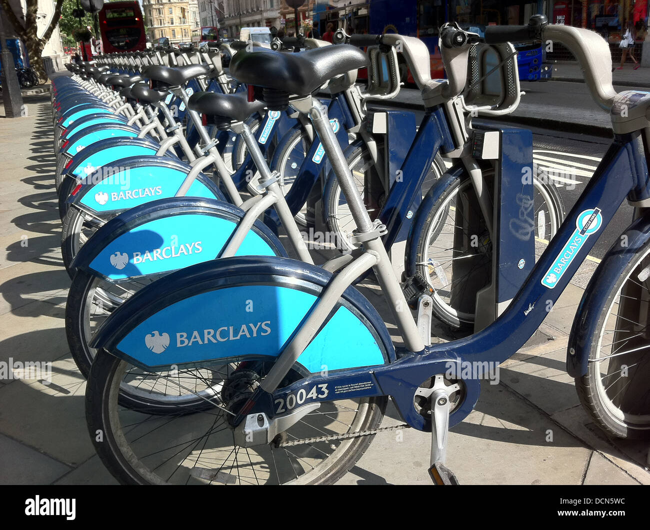 TRANSPORT FOR LONDON'S BARCLAYS BIKES on stand near Trafalgar Square ...