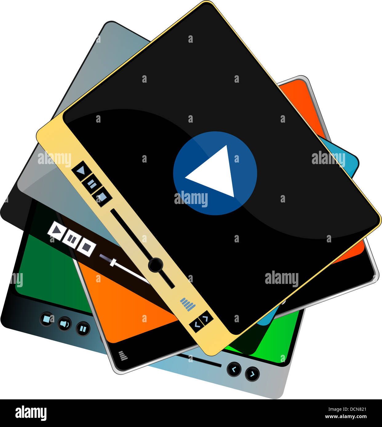 Media player interface set isolated on white Stock Photo - Alamy