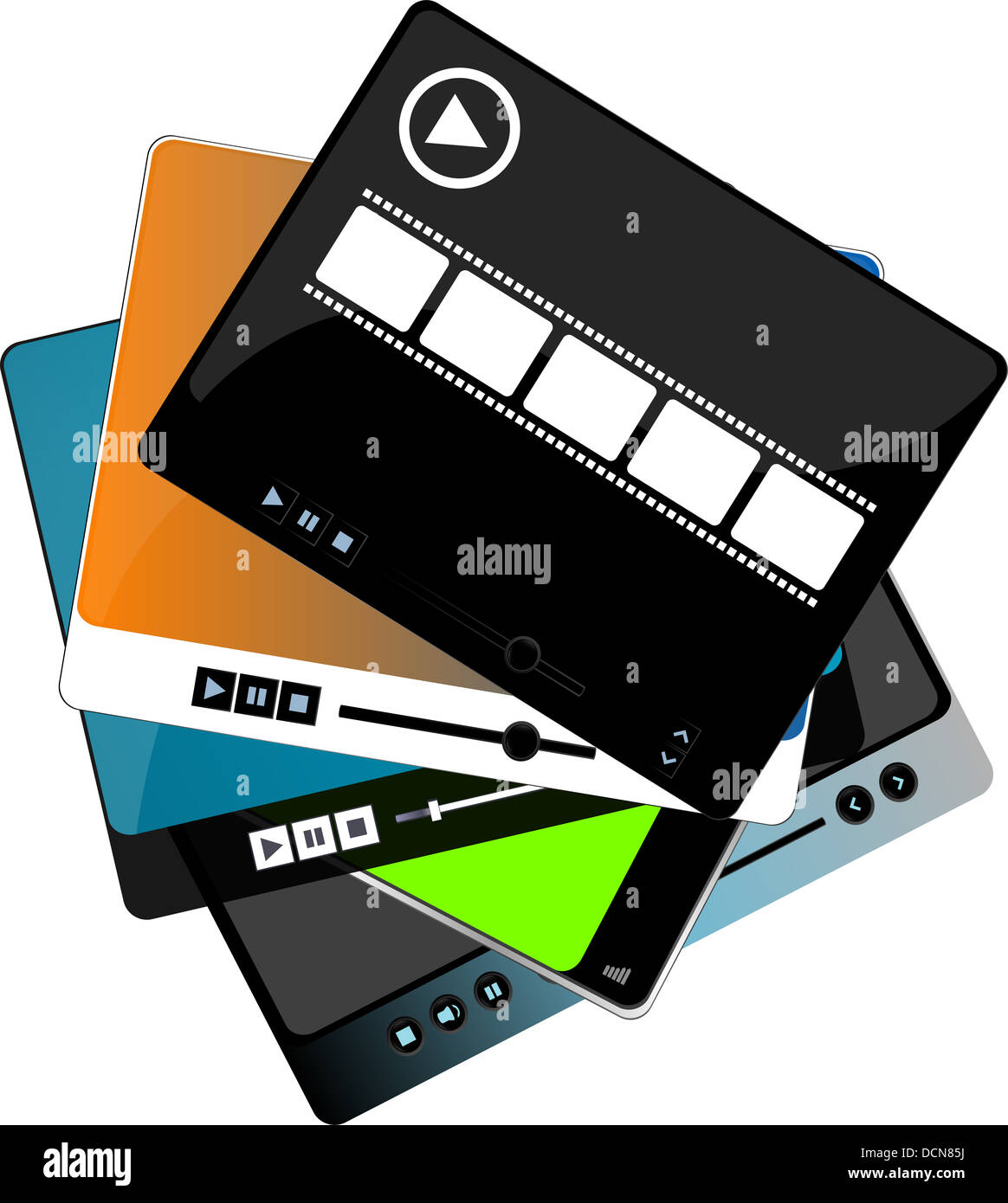 Media player interface set isolated on white Stock Photo - Alamy