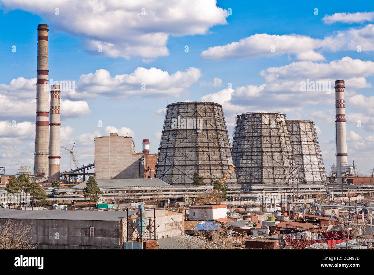 Soviet-type thermal power station in the industrial zone Stock Photo ...