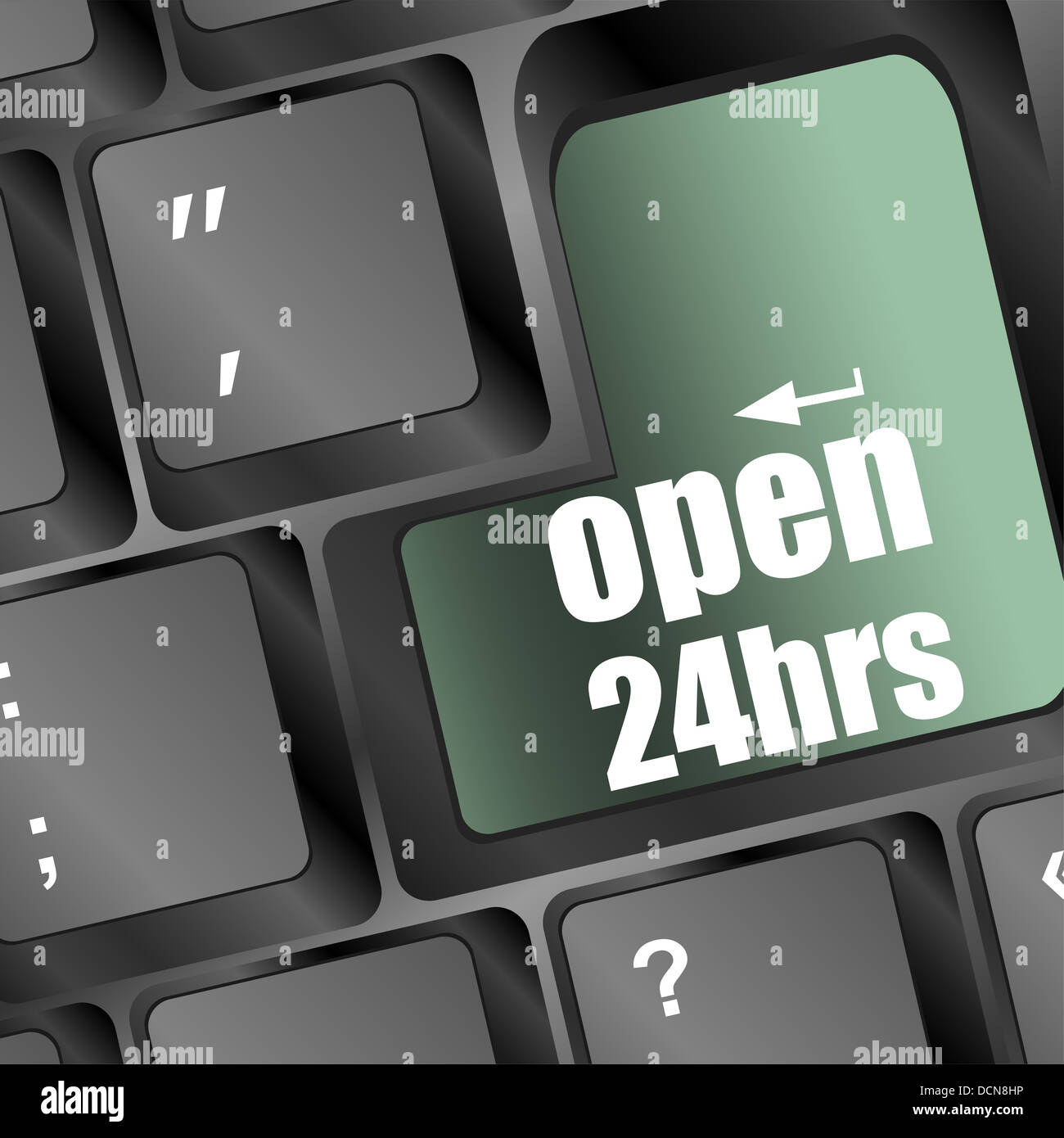 Computer keyboard with open 24 hours keys, business concept Stock Photo ...
