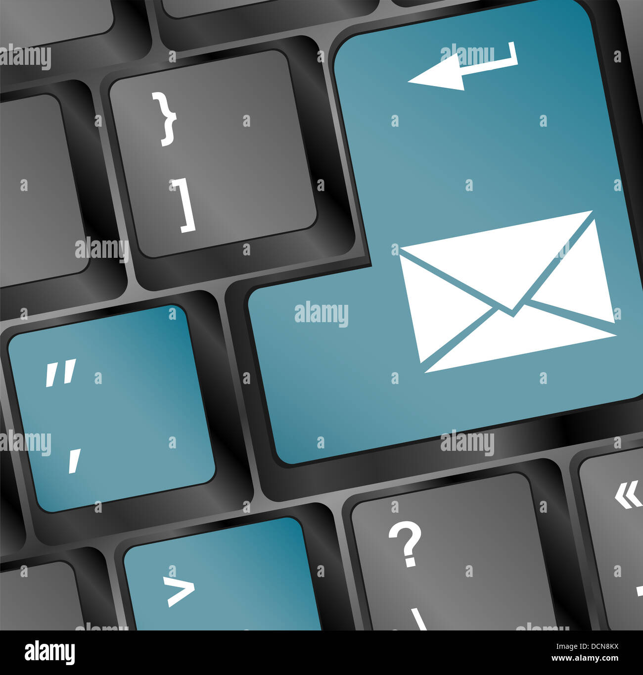 Mail keyboard button on blue keyboard Stock Photo - Alamy