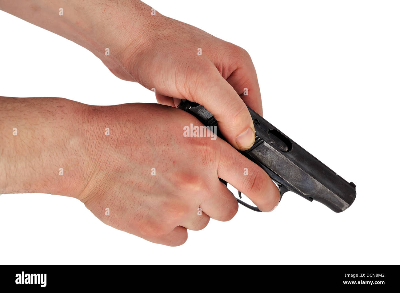 pistol in hands Stock Photo - Alamy