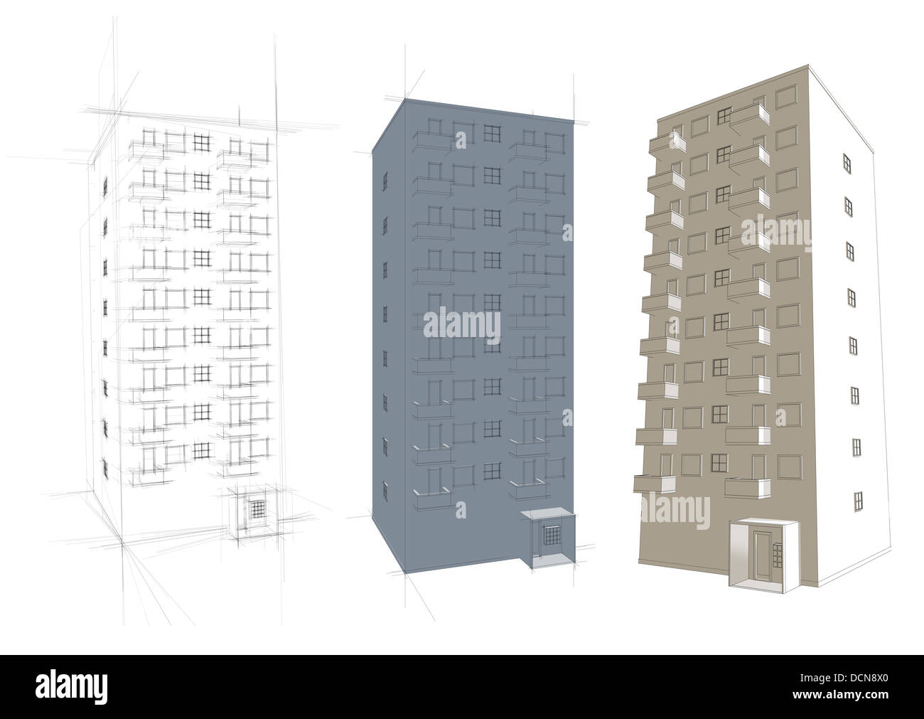 illustration of tenement in different styles Stock Photo - Alamy