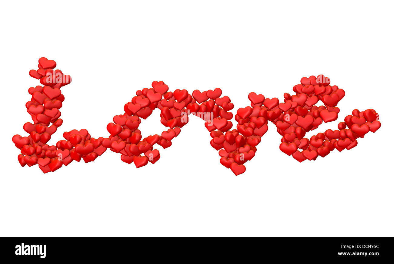 love written with red hearts Stock Photo - Alamy