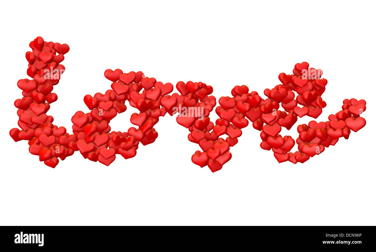 lettering love written with hearts Stock Photo - Alamy