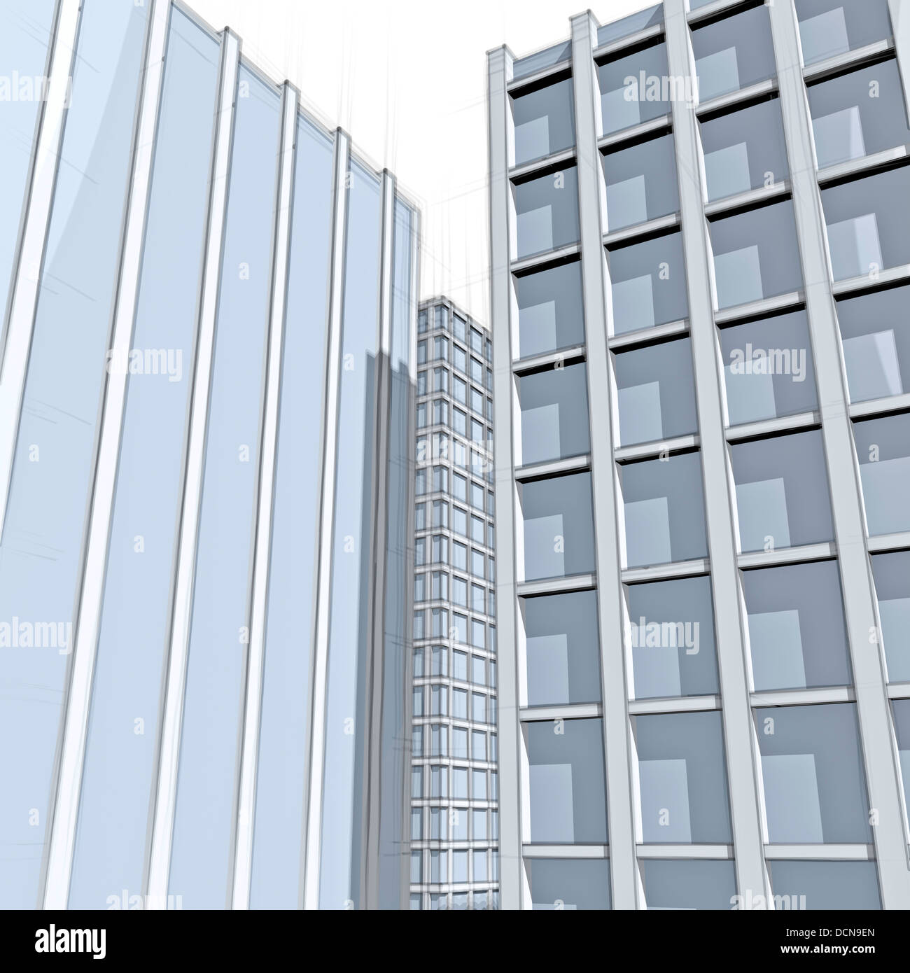 drawing of modern cityscape in blue Stock Photo - Alamy