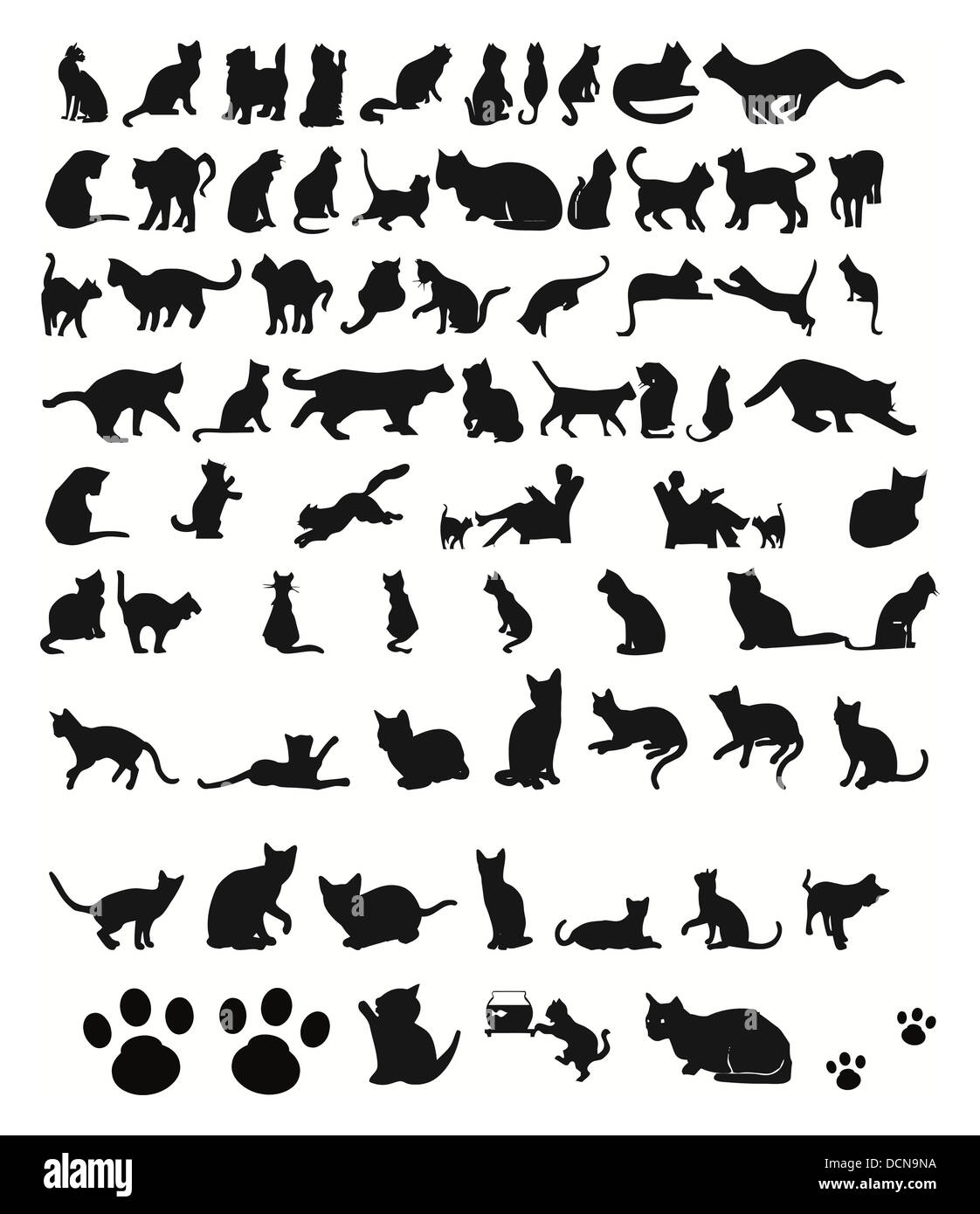 vector silhouettes of cats Stock Photo - Alamy