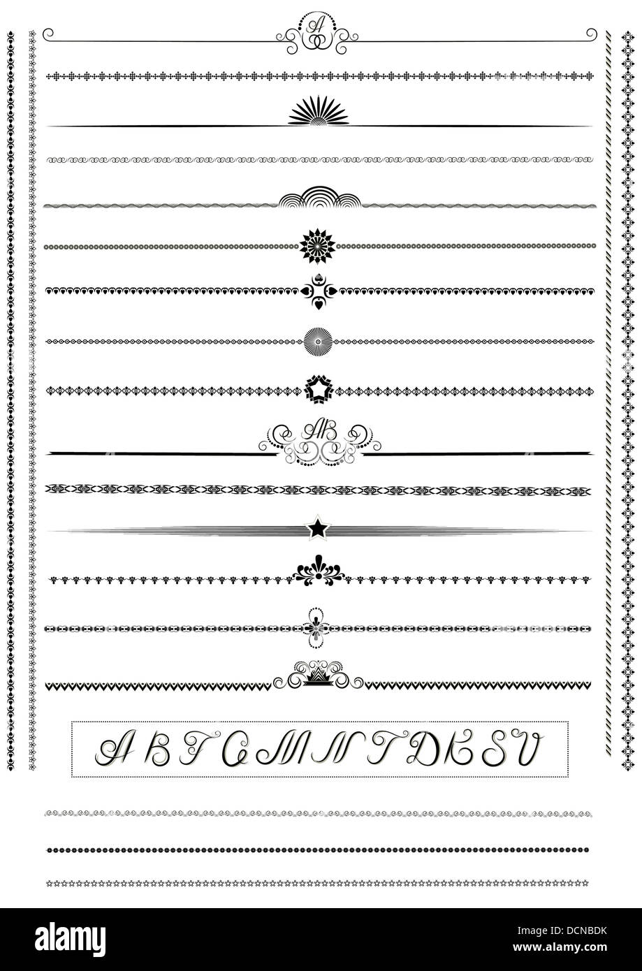 Border flourishes calligraphy letters hi-res stock photography and ...