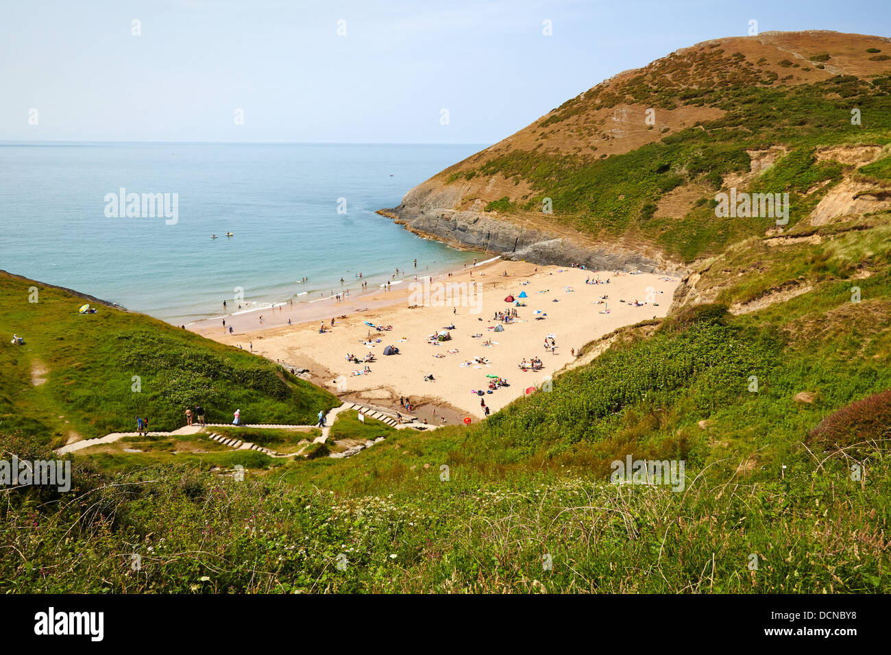 Mwnt Beach or Traeth Mwnt near Cardigan South Wales on a hot summer's ...