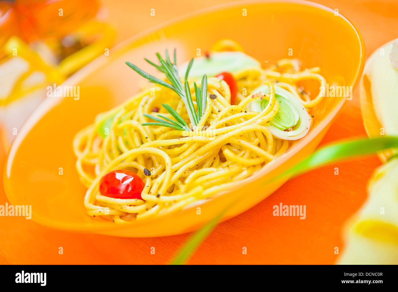 plate of pasta on the table Stock Photo - Alamy