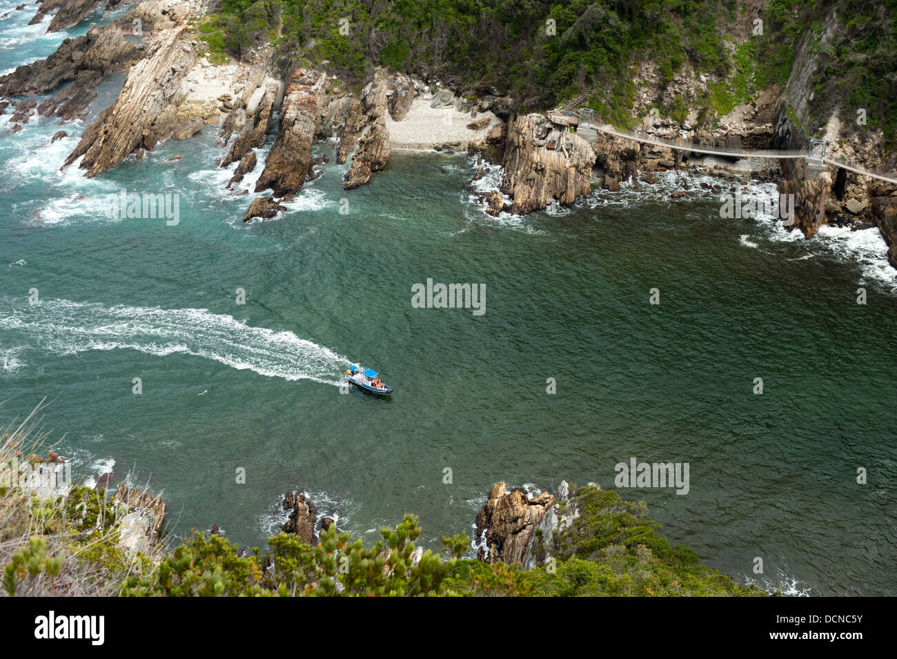 Boat trip in the Storms River Gorge, Tsitsikamma, Garden Route National ...