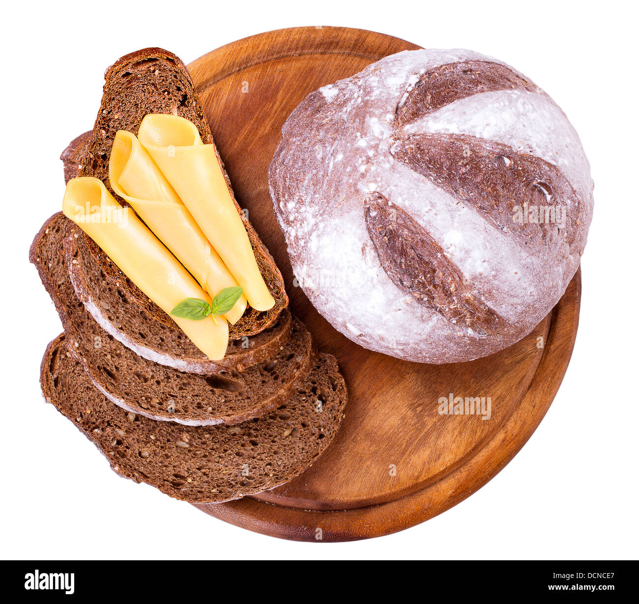 tasty sandwich with bread, vegetables, cheese and meat isolated on a ...