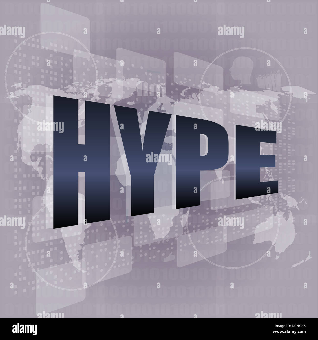 hype word on digital screen background with world map Stock Photo - Alamy
