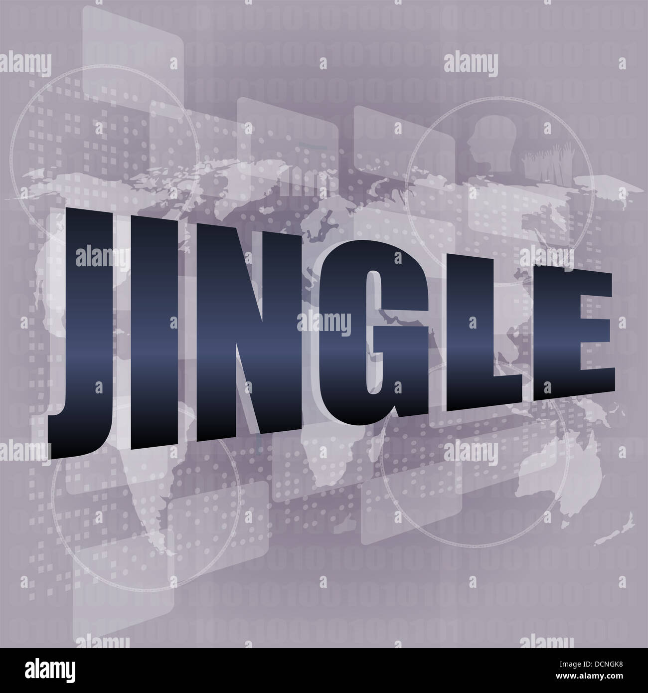 jingle word on digital screen background with world map Stock Photo - Alamy