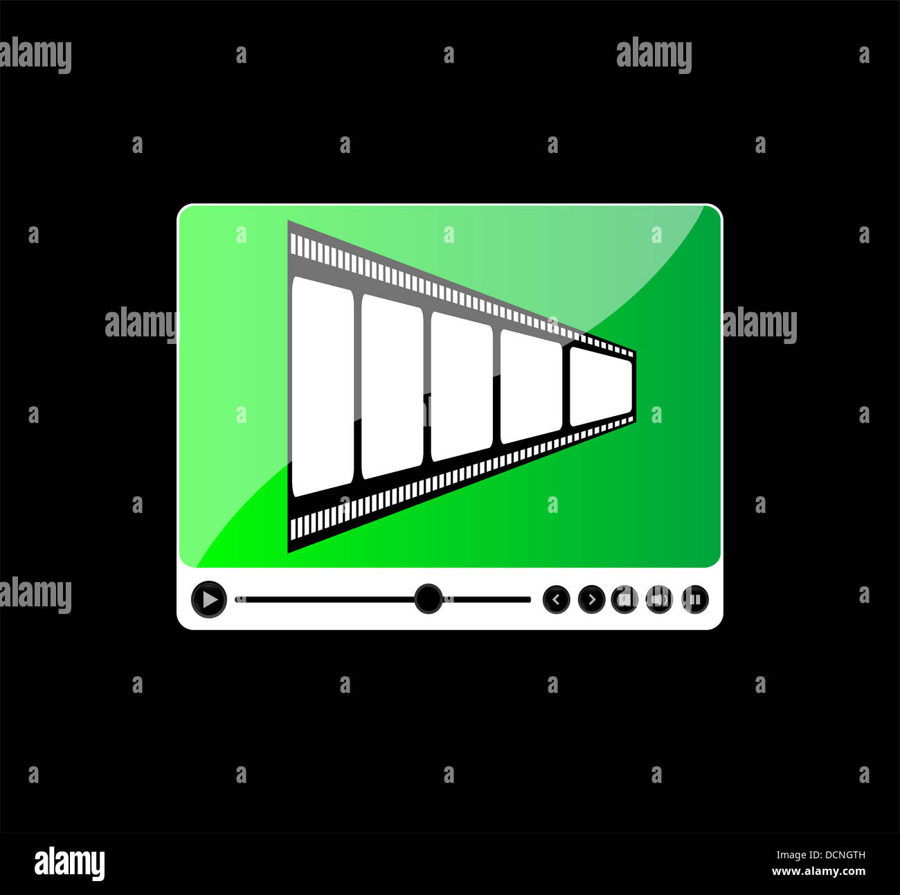Blank film strip on digital media player on black background Stock ...