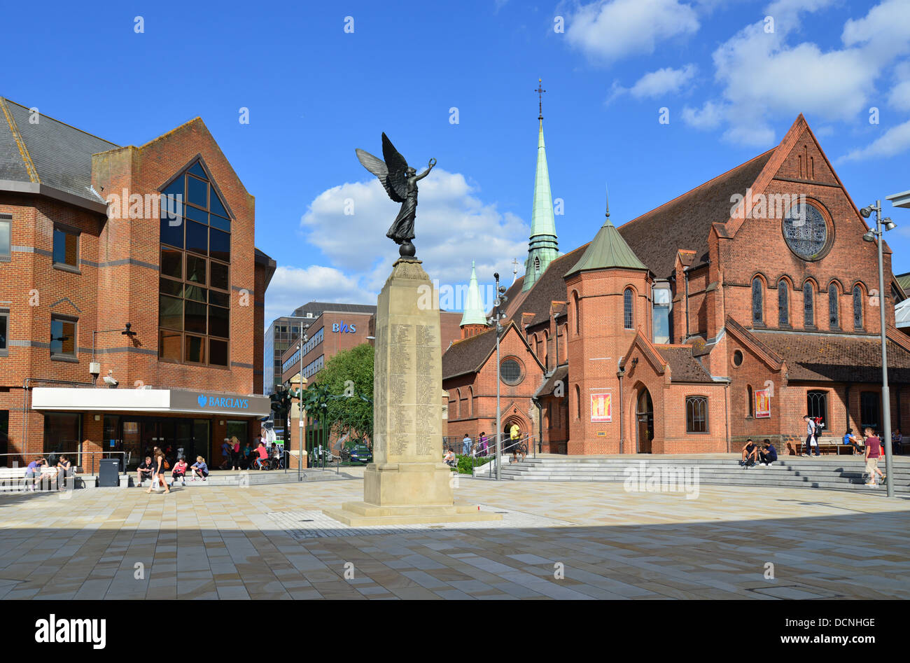 Woking Town Square showing War Memorial and Christ Church, Woking ...