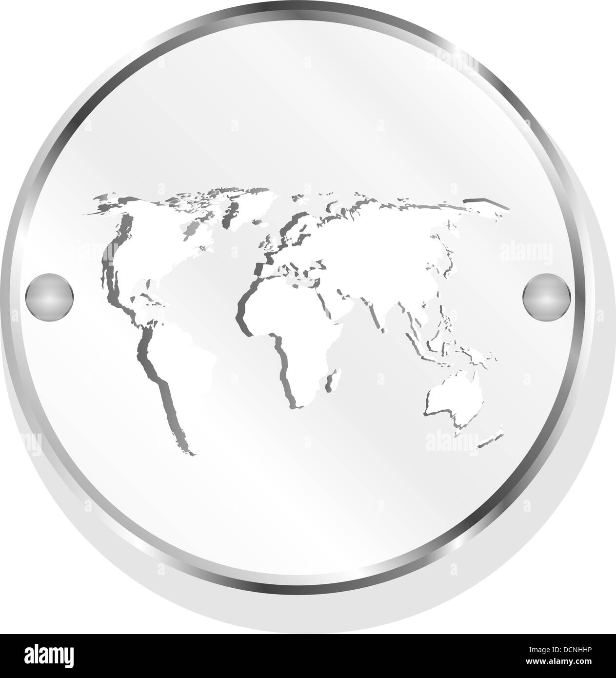 metal button with world map Stock Photo - Alamy
