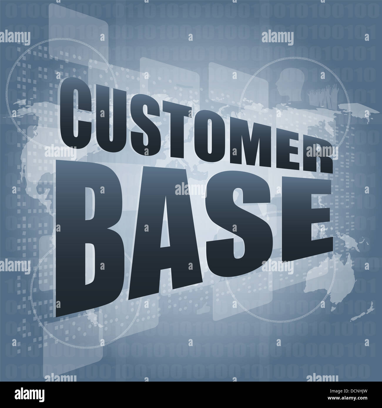 customer base words on digital screen with world map Stock Photo - Alamy