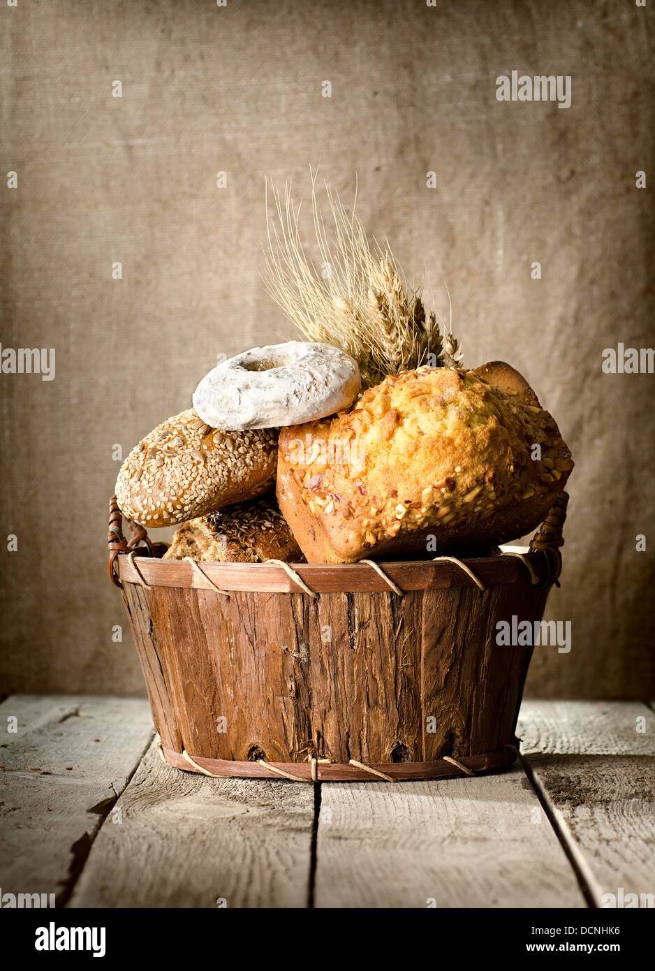Bread assortment in a basket Stock Photo - Alamy