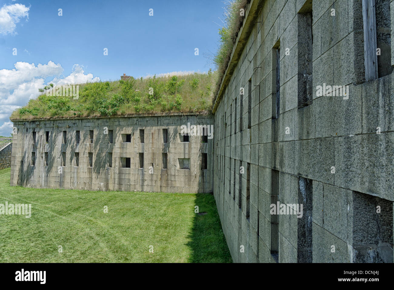 Outer wall near entrance of Fort Warren Stock Photo - Alamy