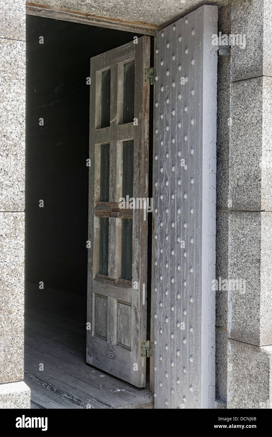 Open fortified door and shutter to interior of Fort Warren Stock Photo ...