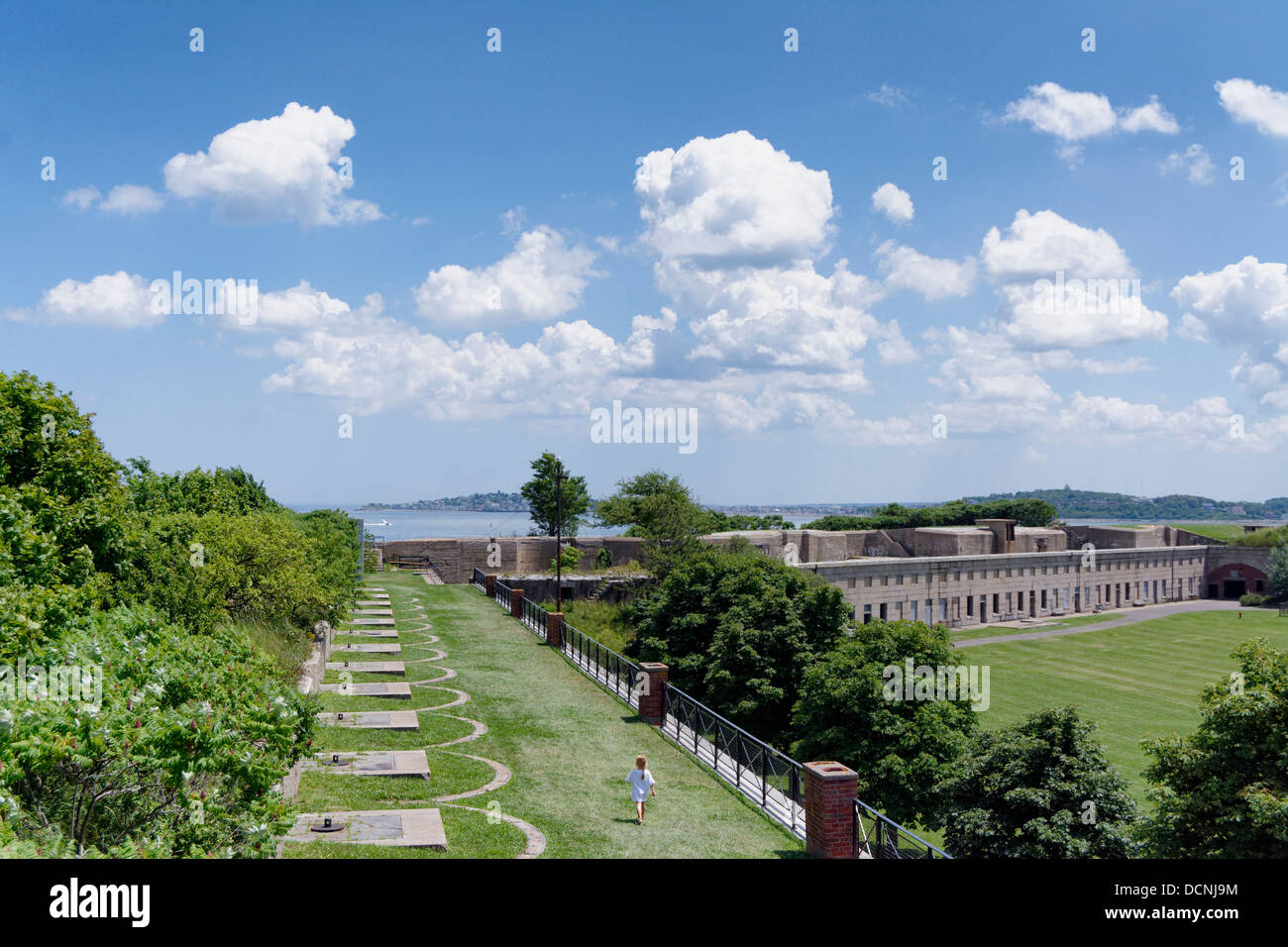 View of abandoned gun emplacements overlooking at Fort Warren Stock ...
