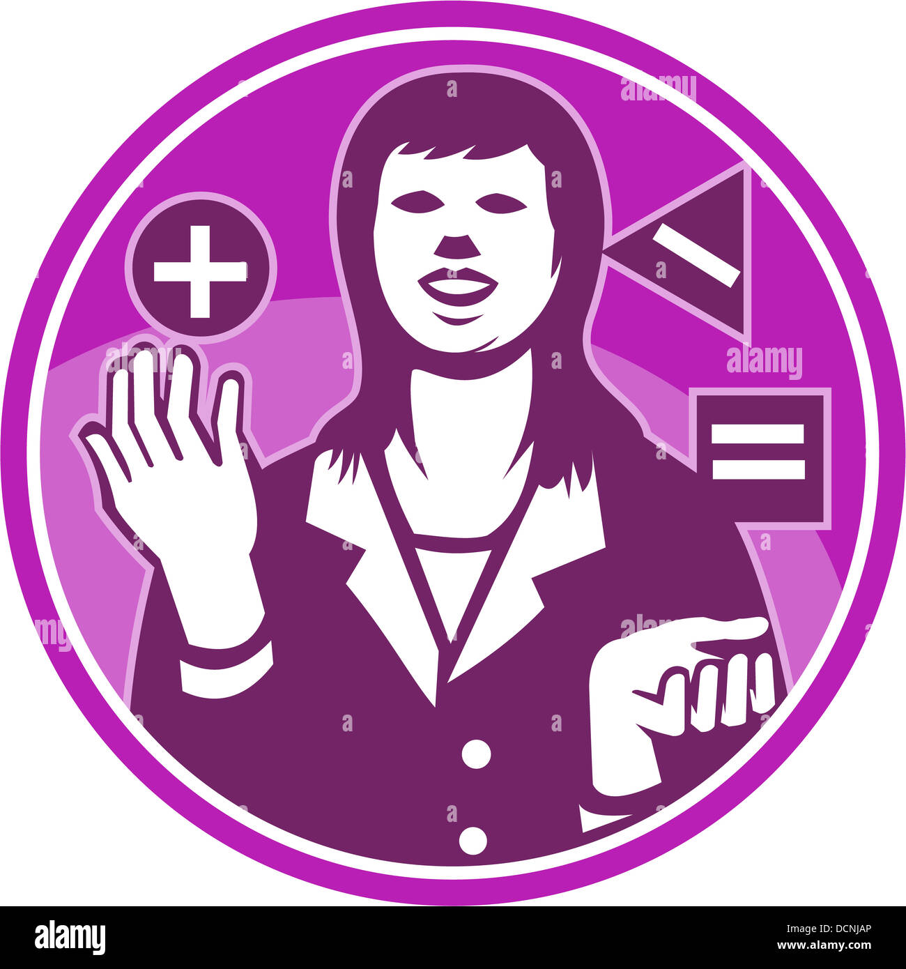 Illustration of a female office worker businesswoman facing front ...