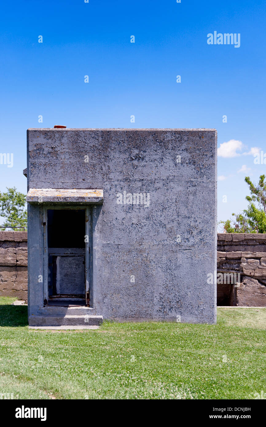 Boston, Massachusetts: A white concrete utility building stands stark ...