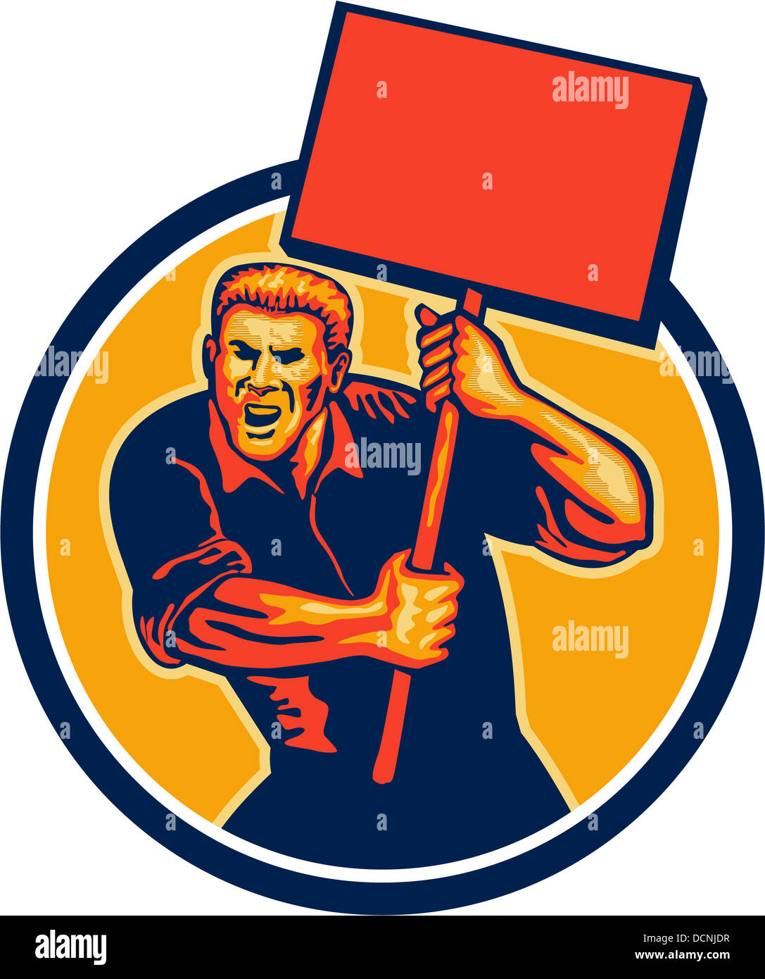 Illustration of a militant protester activist unionist union worker ...