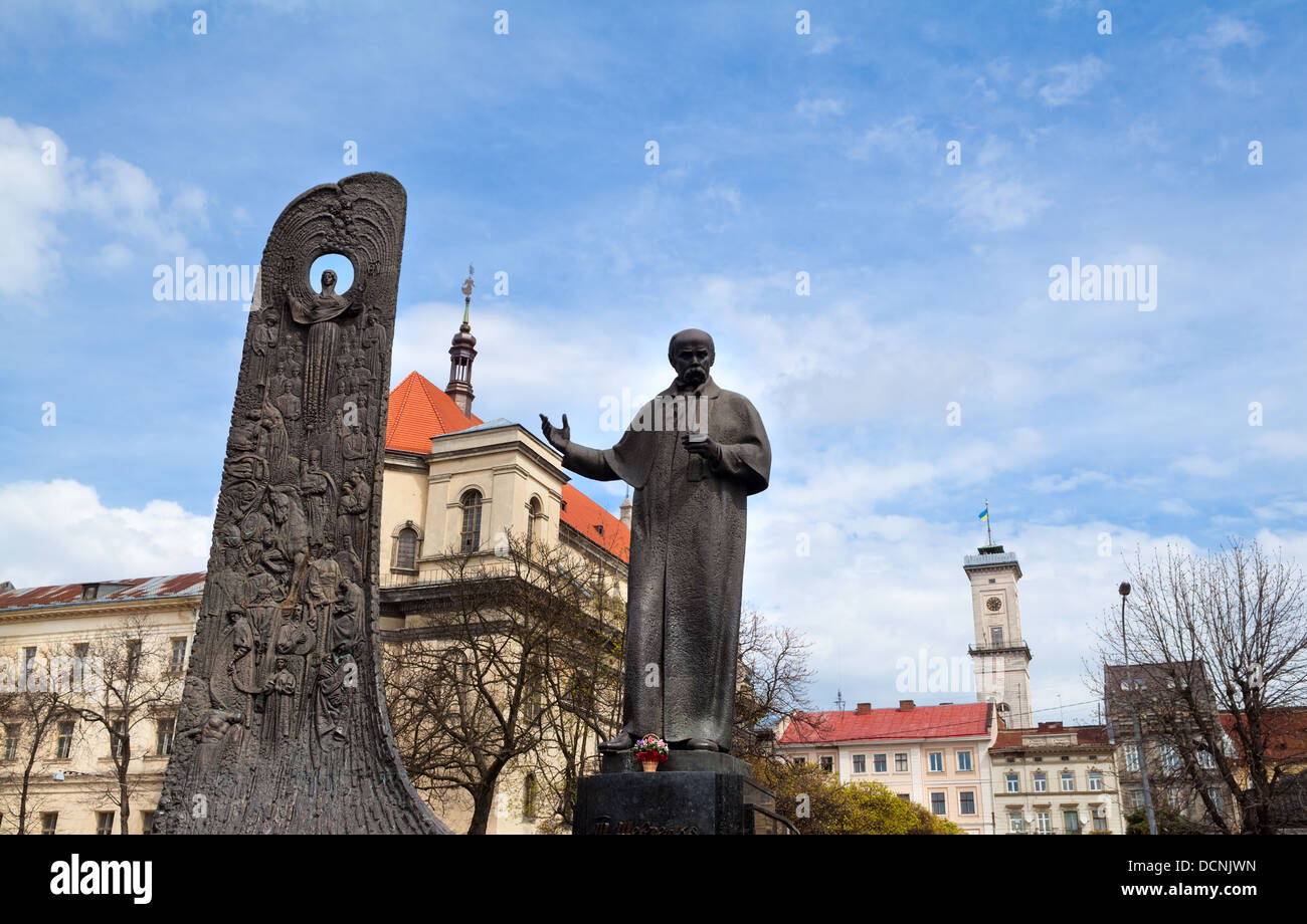 Taras Shevchenko monument in Lviv (Lemberg Stock Photo - Alamy