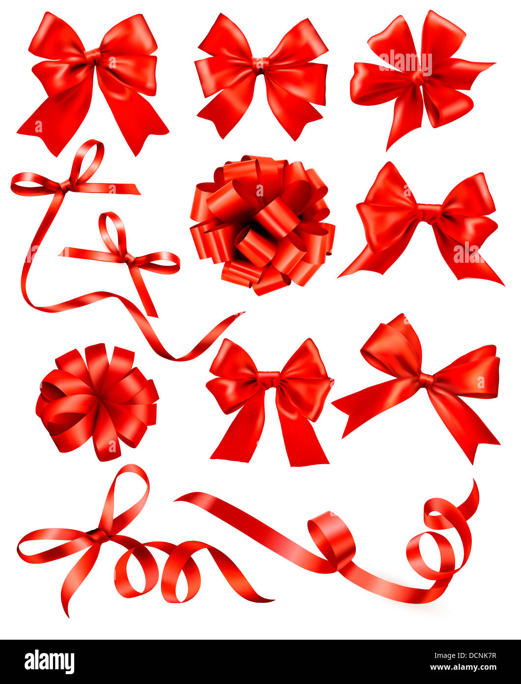 Big set of gift bows with ribbons. Vector illustration Stock Photo - Alamy