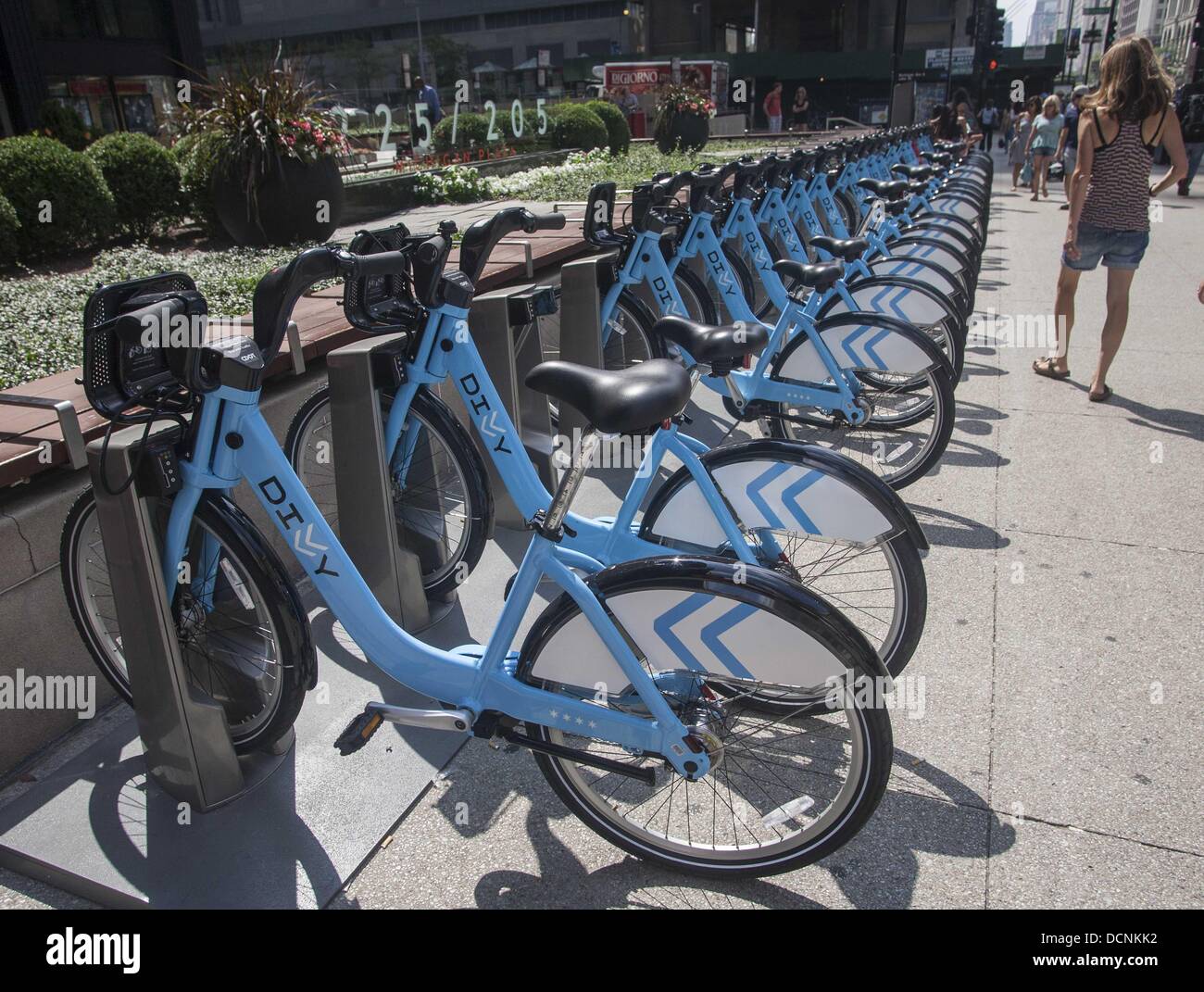 Chicago, Illinois, USA. 19th Aug, 2013. Bikes are seen at a Divvy ...