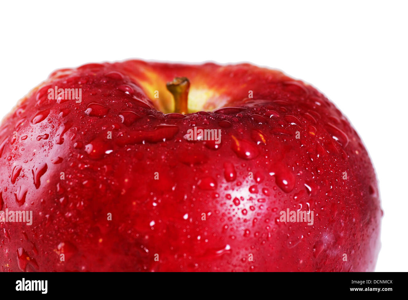 Beautiful wet bright red apple over white Stock Photo - Alamy