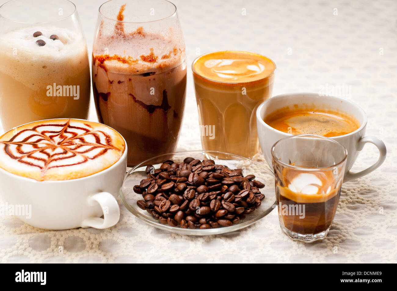 selection of different coffee type Stock Photo - Alamy